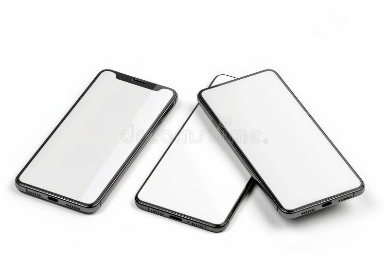 Modern Smartphone with White Screen Display, Different Angles Views ...