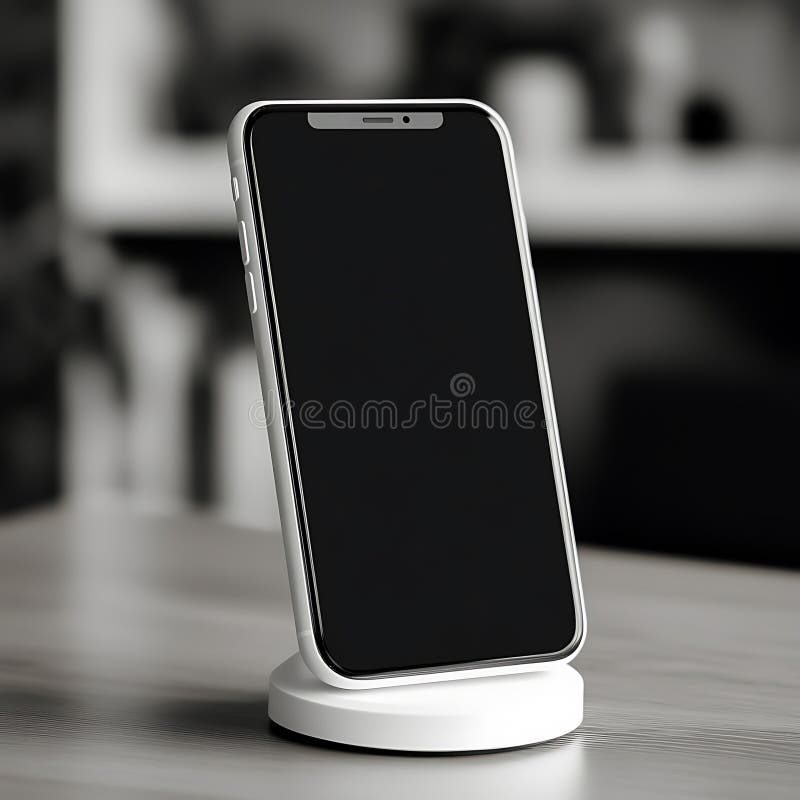 Modern Smartphone on Wireless Charging Dock, Sleek Minimalist Design ...