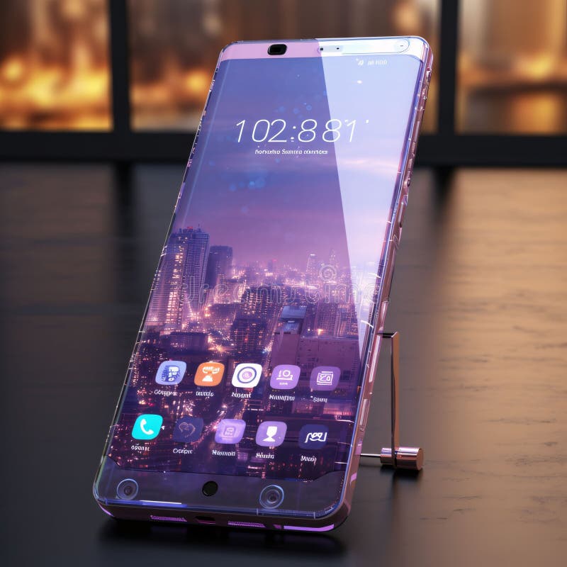 Modern Smartphone on a Wooden Table in a Cafe. 3d Render Stock ...