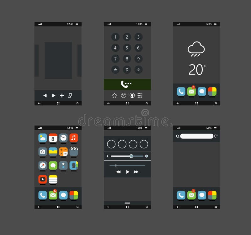 Modern Smartphones Ui Kit. Different Application Icons Stock Vector ...
