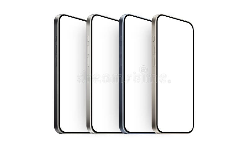 Modern Smartphones Mockups with Blank Screens, Side Perspective View ...