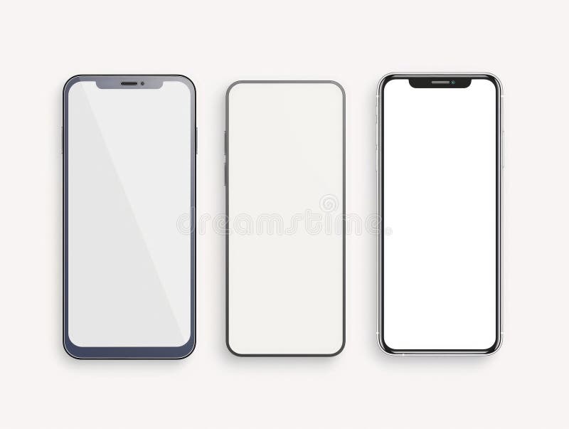 Modern Smartphones Set on White Background Stock Photo - Image of ...
