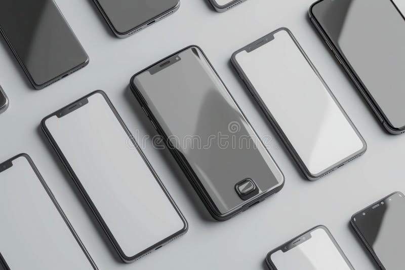 Modern Smartphones Blank Screens White Surface Stock Photos - Free ...