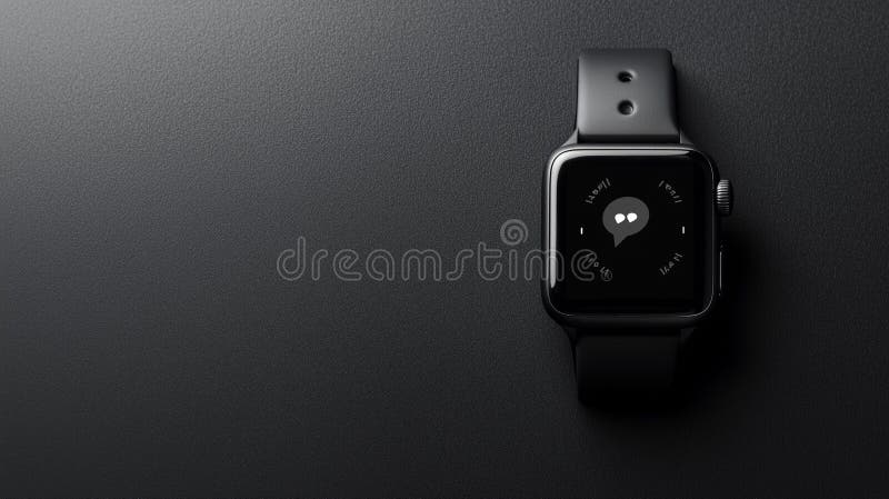 Smartwatch with Messaging Icon on Black Background Stock Illustration ...