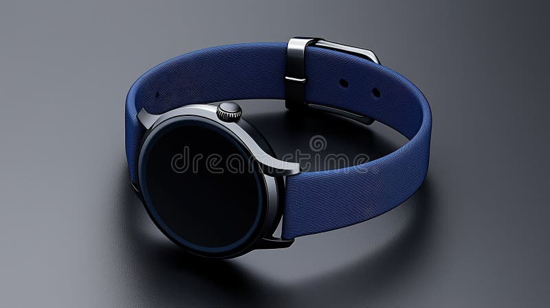 Modern Smartwatch with Blue Strap on a Dark Surface Stock Illustration ...