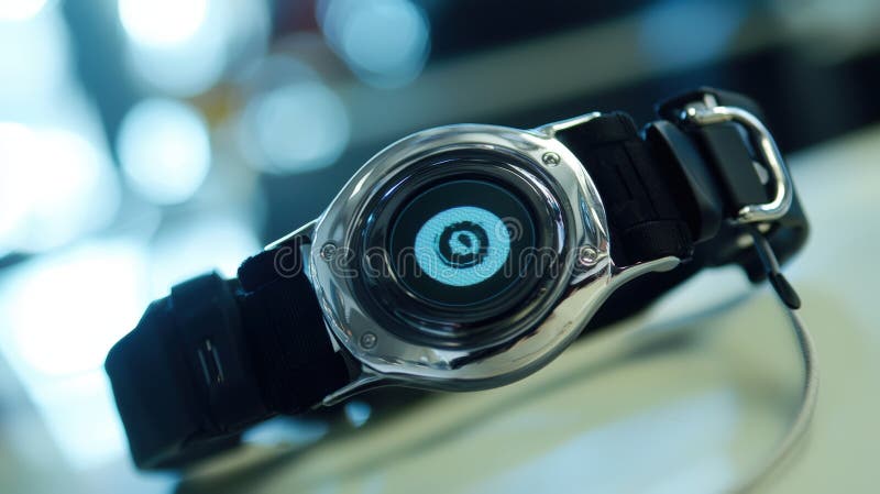 Modern Smartwatch with Digital Display and Sleek Design on Table Stock ...