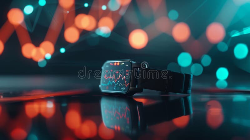 Modern Smartwatch with Digital Graphs and Glowing Data Stock Image ...