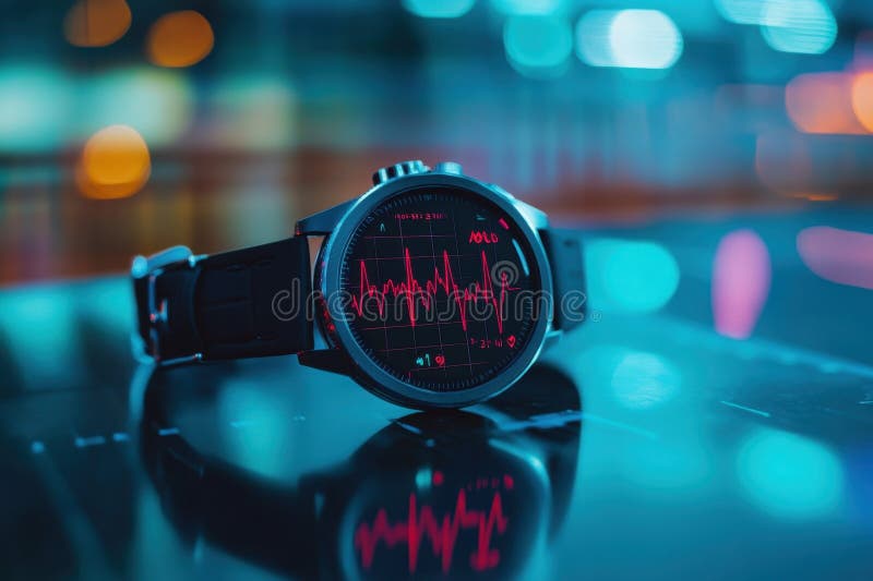 Modern Smartwatch Displaying Heart Rate Data on a Vibrant Surface at ...