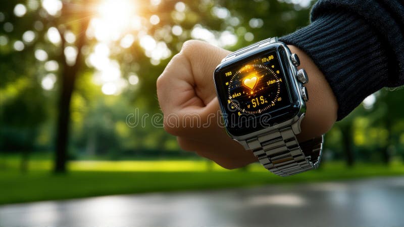 A Modern Smartwatch Displaying Vivid Metrics and Glowing Visuals ...
