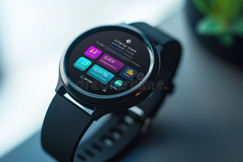 Modern Smartwatch Displays a Grocery List with Sleek Interface and Soft ...