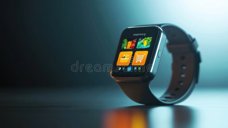 Modern Smartwatch Displays Grocery List with Sleek Interface and Soft ...