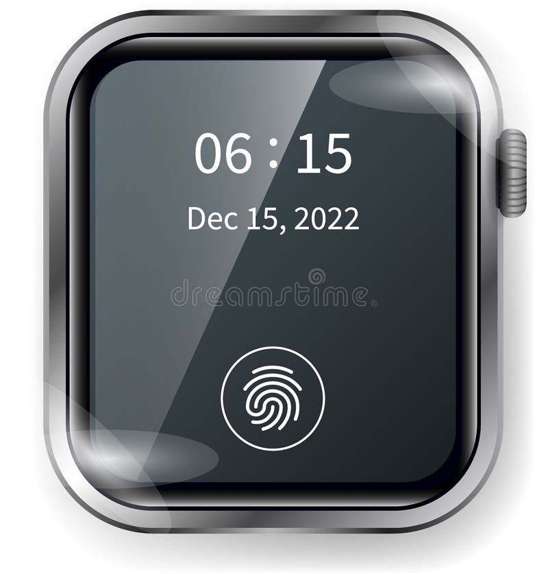 Modern Smartwatch Face UI Display with Digital Time, Date, and ...
