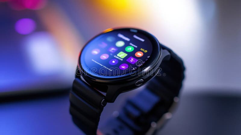 Modern Smartwatch Features a Grocery List on a Sleek Interface with ...