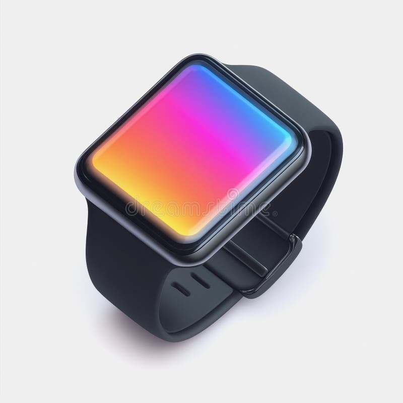 Stylish Modern Smartwatch with Colorful Gradient Display on a Black ...