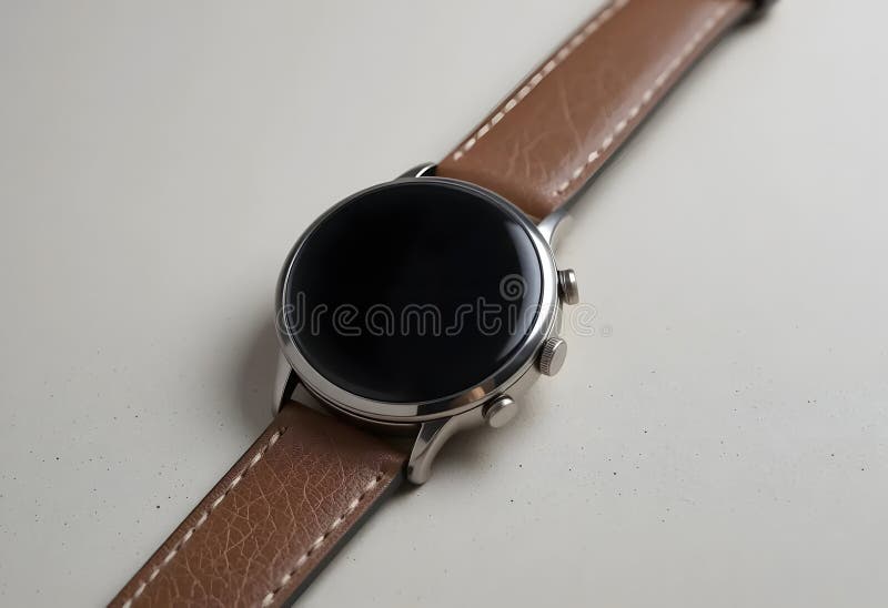 Stylish Modern Smartwatch with Premium Leather Strap and Metallic Frame ...