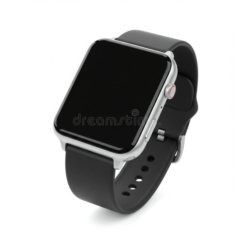 A Modern Smartwatch Featuring a Sleek Rectangular Black Screen Encased ...