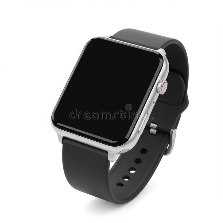 A Modern Smartwatch Featuring a Sleek Rectangular Black Screen Encased ...
