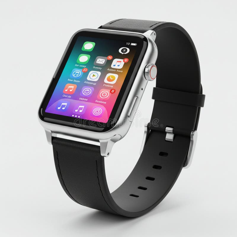A Modern Smartwatch Featuring a Sleek Rectangular Silver Frame with ...