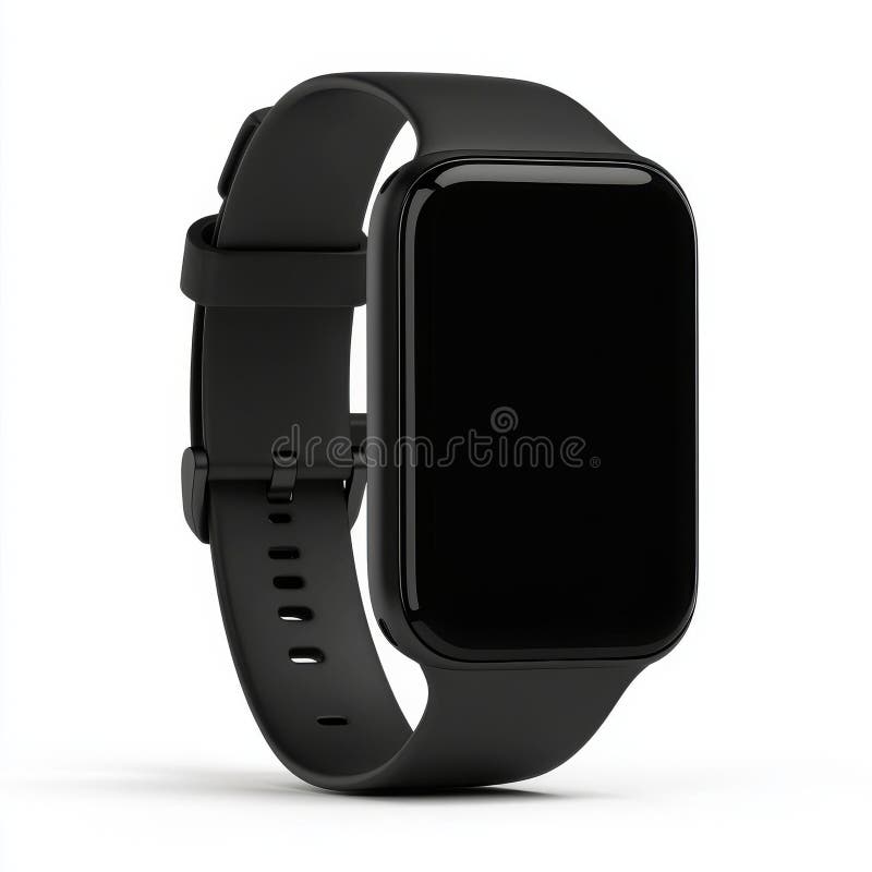 The Modern Smartwatch Gadget Boasts a Sleek Black Design and Digital ...