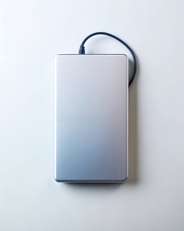 Compact Silver Charging Power Bank with Loop Handle Stock Image - Image ...