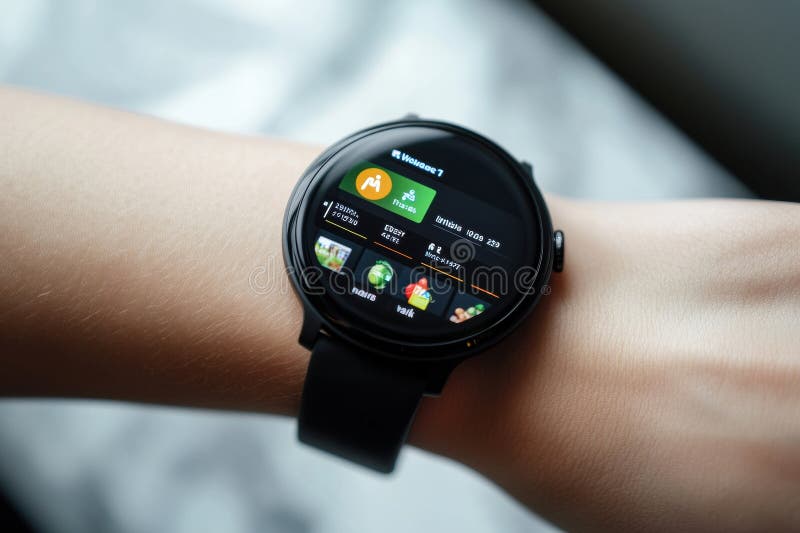 Smartwatch Displays Grocery List with a Sleek Modern Interface and Soft ...