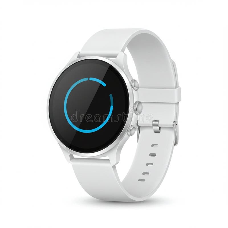 Modern Smartwatch with a Sleek, Round Design. Features a Black Digital ...