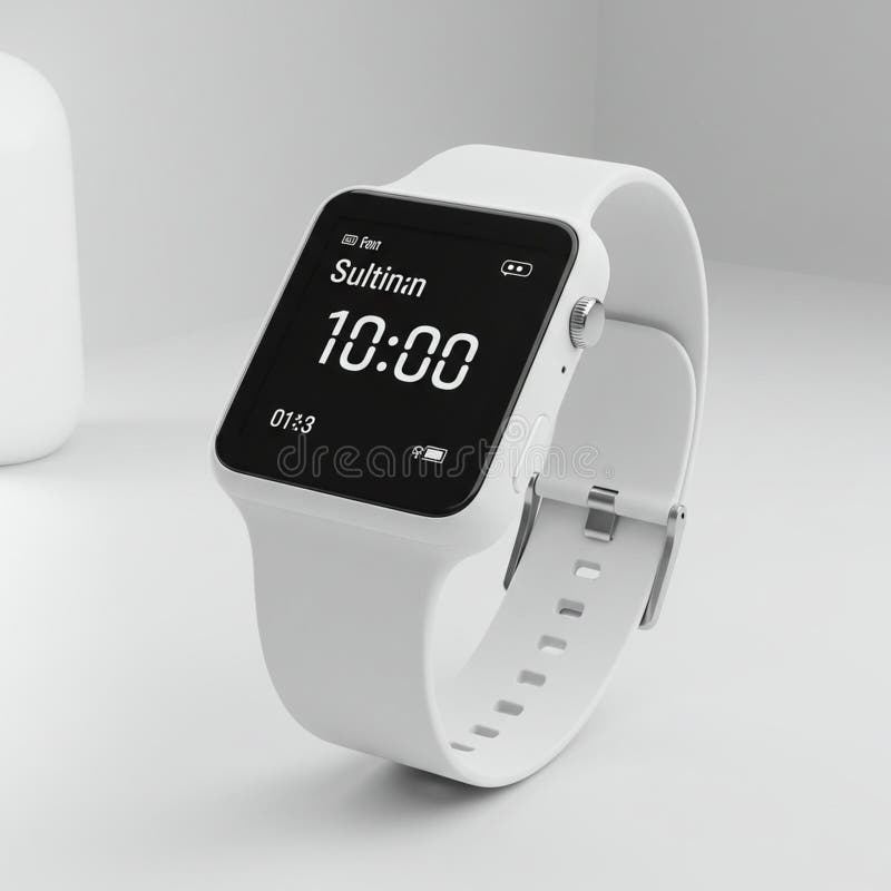 Modern Smartwatch with a Sleek, Square Black Display Featuring White ...