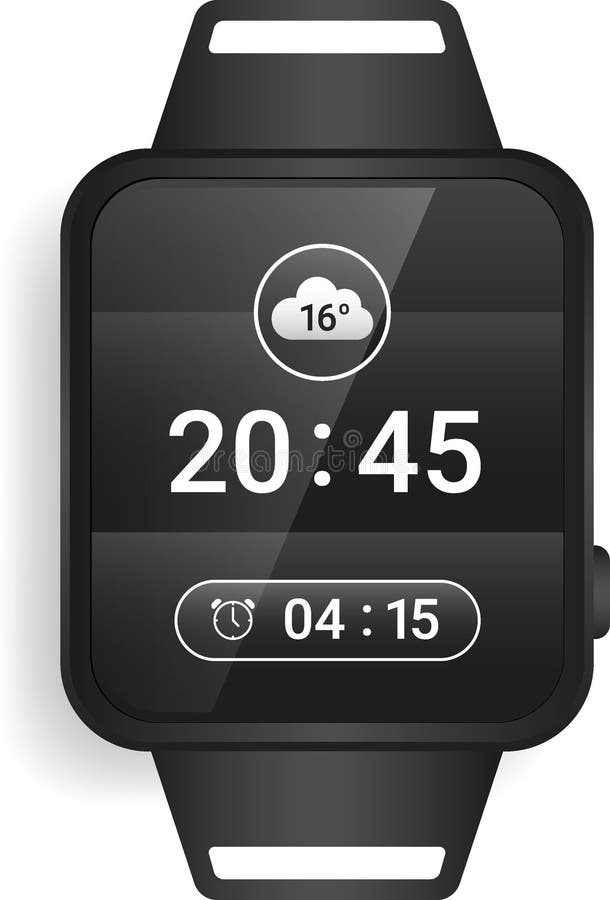 Modern Smartwatch UI Design with Weather and Time Display Stock Vector ...
