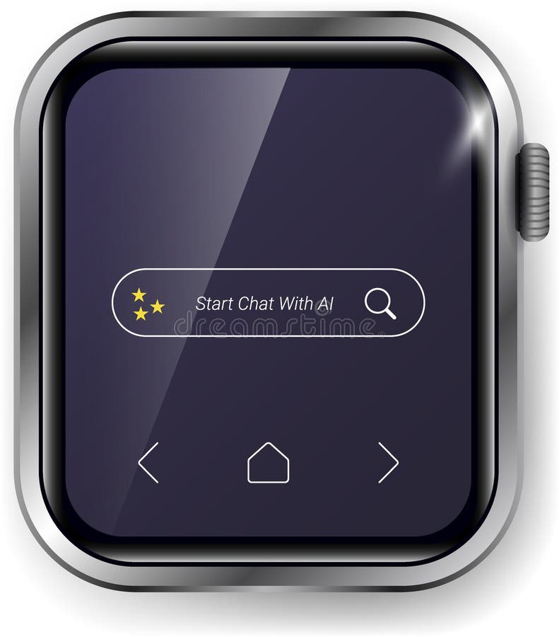 Modern Smartwatch UI Featuring Search Bar and AI Chat Interface Stock ...