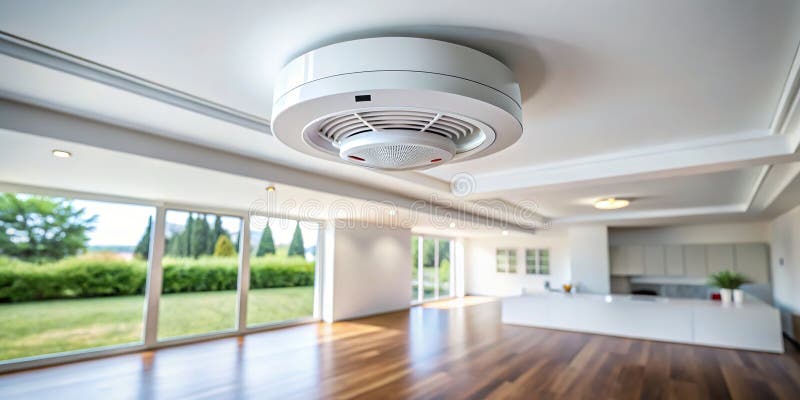 Modern Smoke Detector Ceiling Mount in a Minimalist White Interior ...