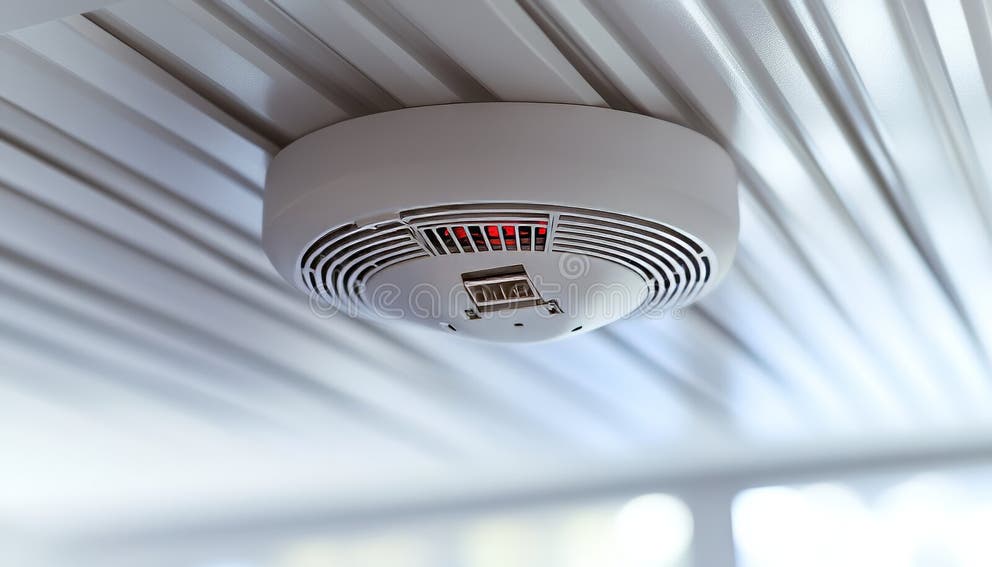 Modern Smoke Detector Flush Mounted on White Ceiling, Ensures Home ...