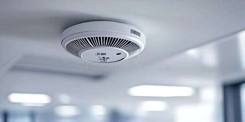 Modern Smoke Detector Installed on Ceiling Ensuring Safety and Security ...