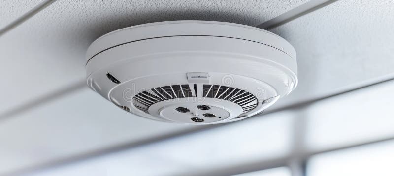 Modern Smoke Detector Mounted on Ceiling Home Fire Safety System with ...