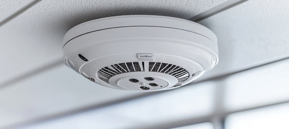 Modern Smoke Detector Mounted on Ceiling Home Fire Safety System with ...