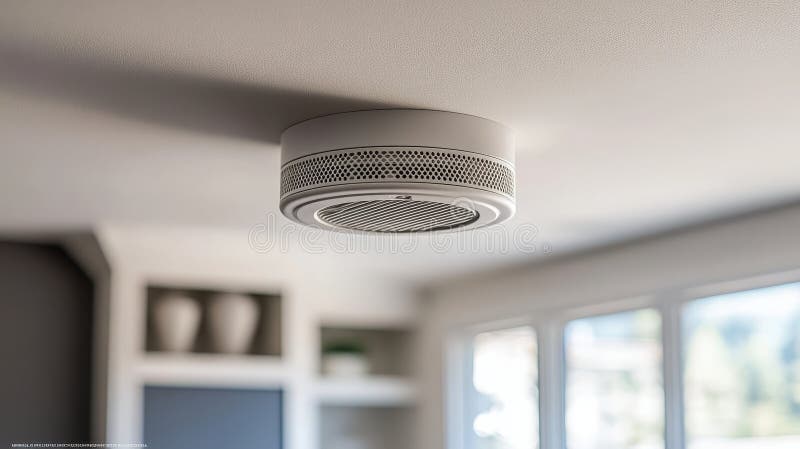 Modern Smoke Detector Mounted on White Ceiling in a Bright Home ...