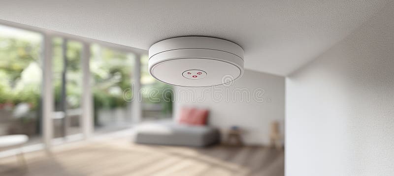 Modern Smoke Detector in Stylish Apartment, Ensuring Safety and ...