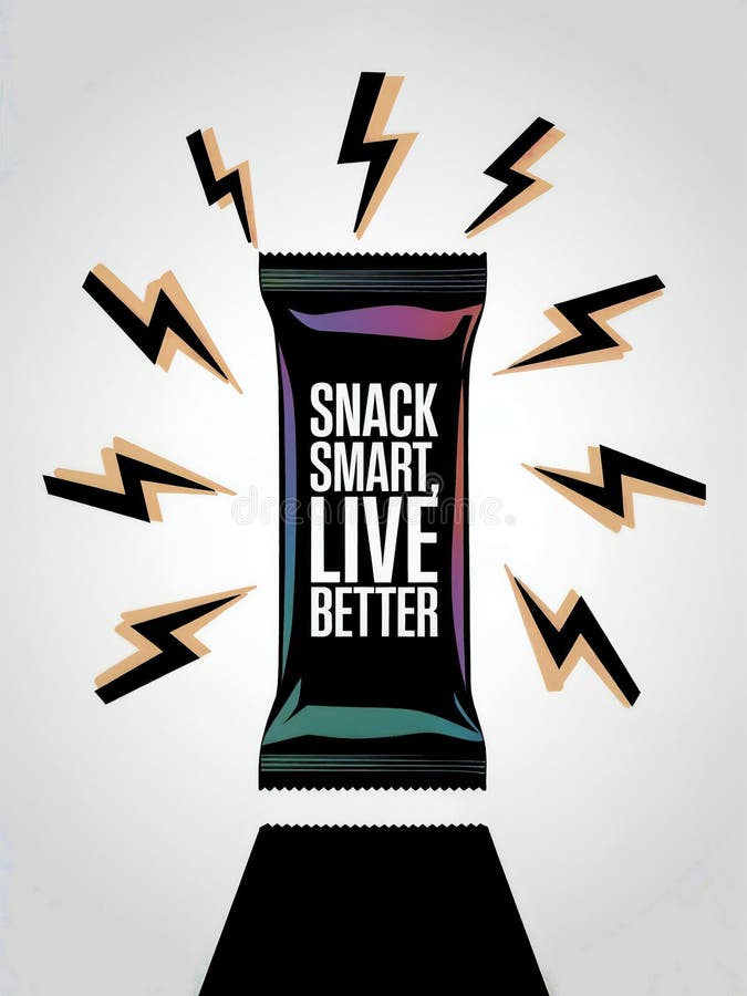 Modern Snack Bar with Bold Typography and Lightning Bolt Graphics Stock ...
