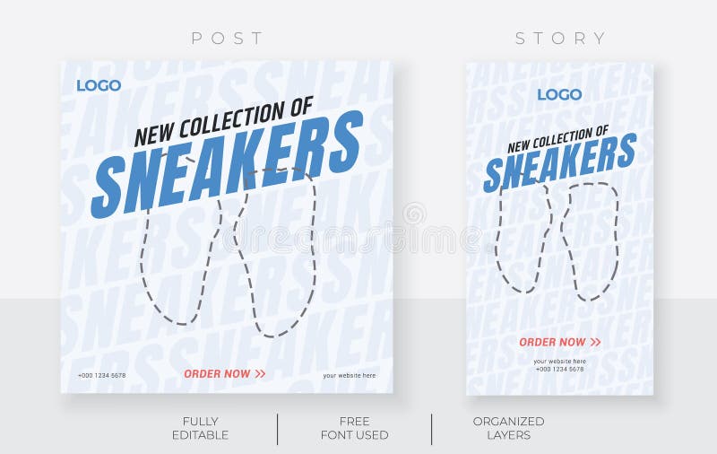 Sneaker Social Media Post Template Stock Illustrations – 38 Sneaker ...