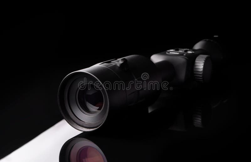 Modern Sniper Scope on a Dark Back. Optical Device for Aiming and ...