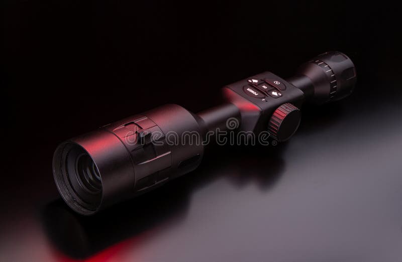 Modern Sniper Scope on a Dark Back. Optical Device for Aiming and ...