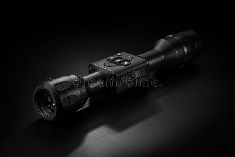Modern Sniper Scope on a Dark Back. Optical Device for Aiming and ...