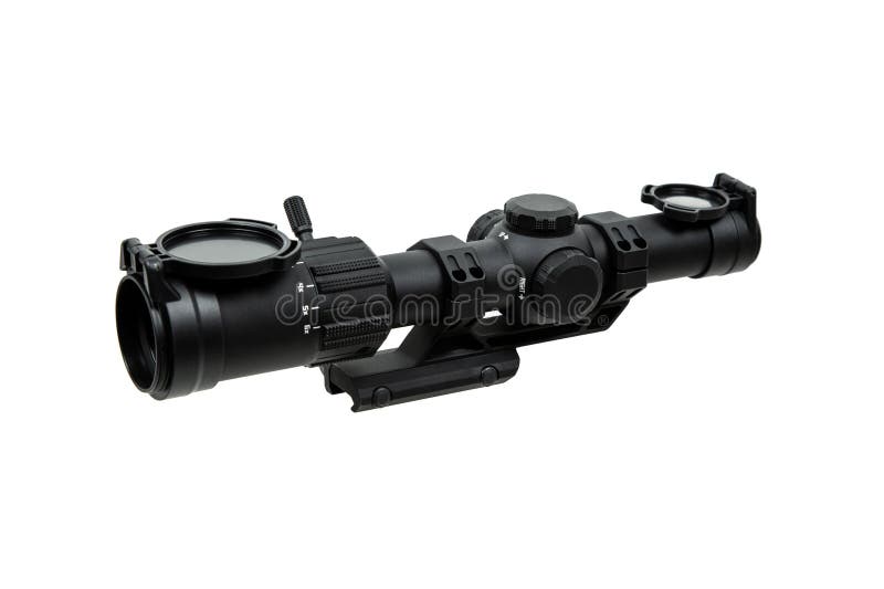 Modern Sniper Scope on a White Back. Optical Device for Aiming and ...