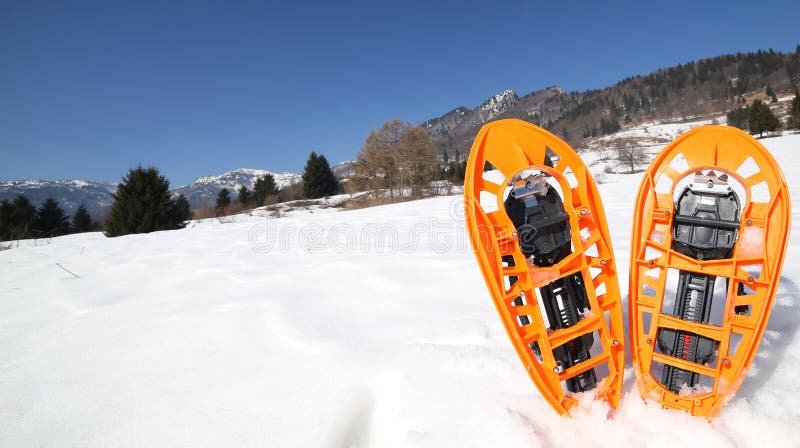 Modern Snowshoes in the Mountain Stock Photo - Image of footwear, shoe ...