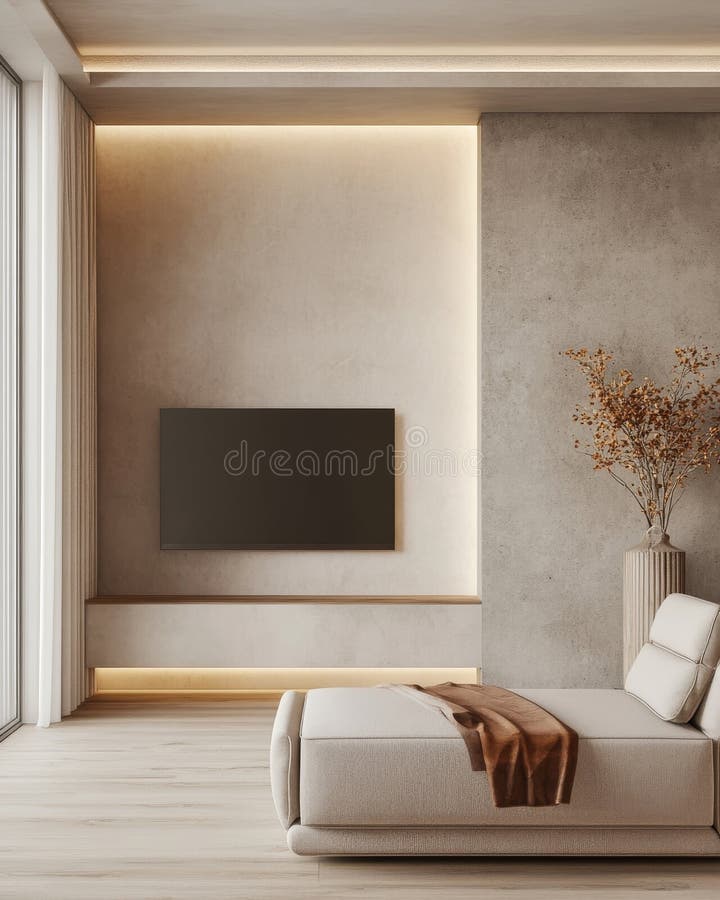 Modern Snug Living Area Featuring a Textured TV Wall Interior Design ...