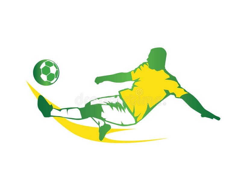 Modern Soccer Player in Action Logo - Green Fast Kick Stock Vector ...