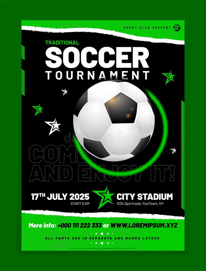 Modern Soccer Poster Template with Sample Text Stock Vector ...