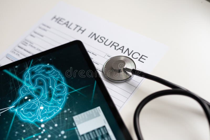 Modern Social Health Insurance Program. Tablet Computer with Healthcare ...