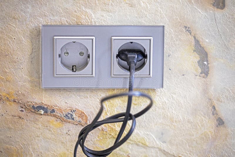Modern Sockets in the Interior on a Concrete Stock Photo - Image of ...