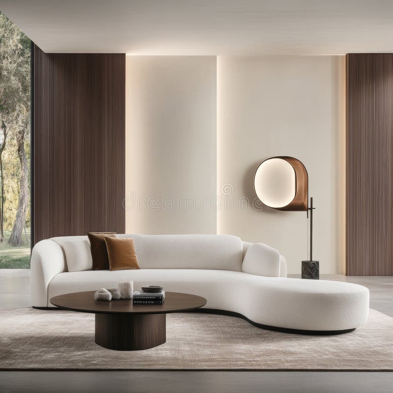 Minimalist Interior Showcasing a Modern Sofa Viewed from Multiple ...