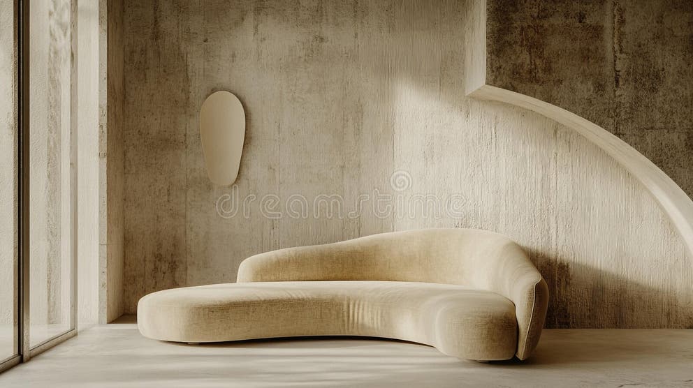 Modern Sofa with Plaster Wall in Minimalist Interior Design Stock ...